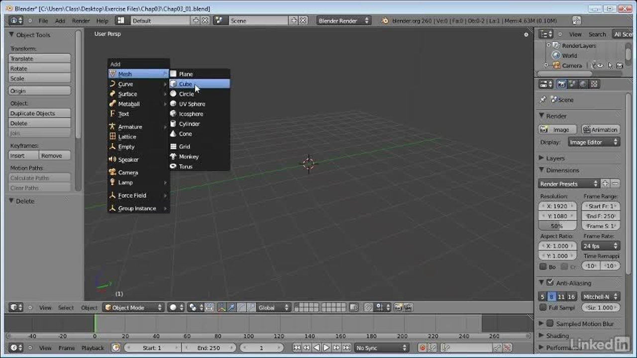 Lynda Blender Essential Training updated Jun 20.2017 - 08 Creating mesh primitives - نماشا